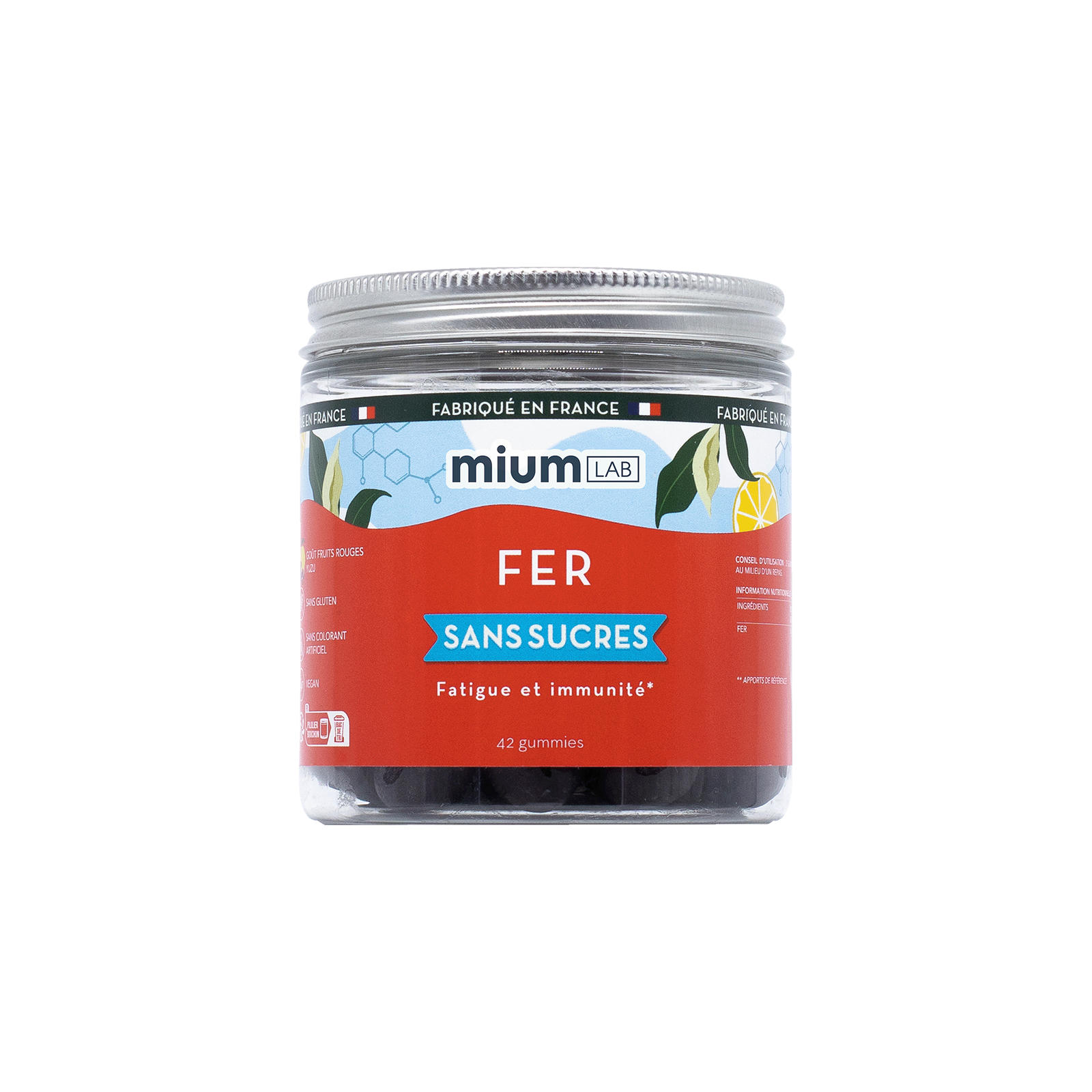 Mium Lab Gummies Fer Sans Sucre, 42 gummies | Parashop.com