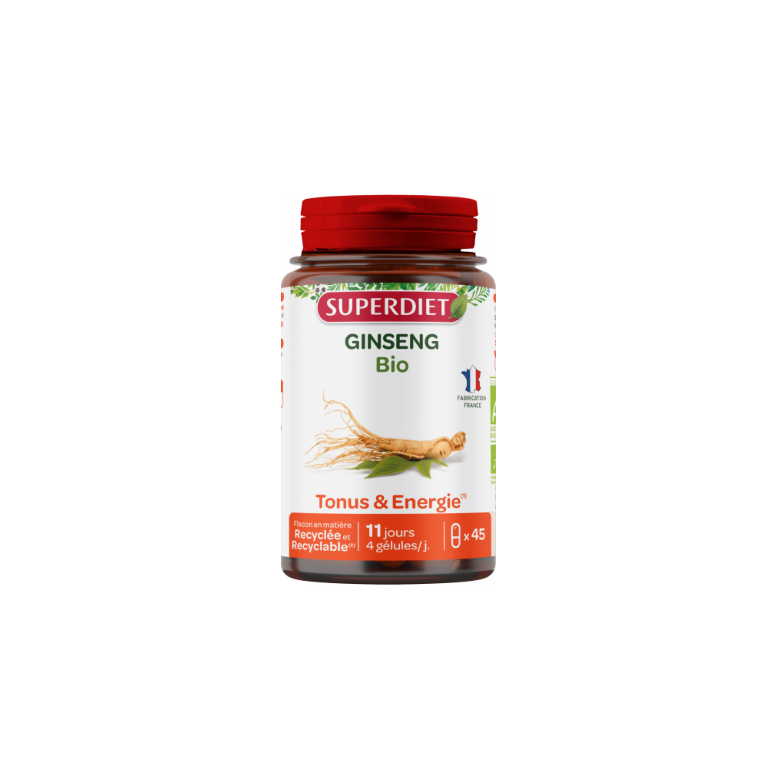 SuperDiet Ginseng bio, 45 gélules | Parashop.com