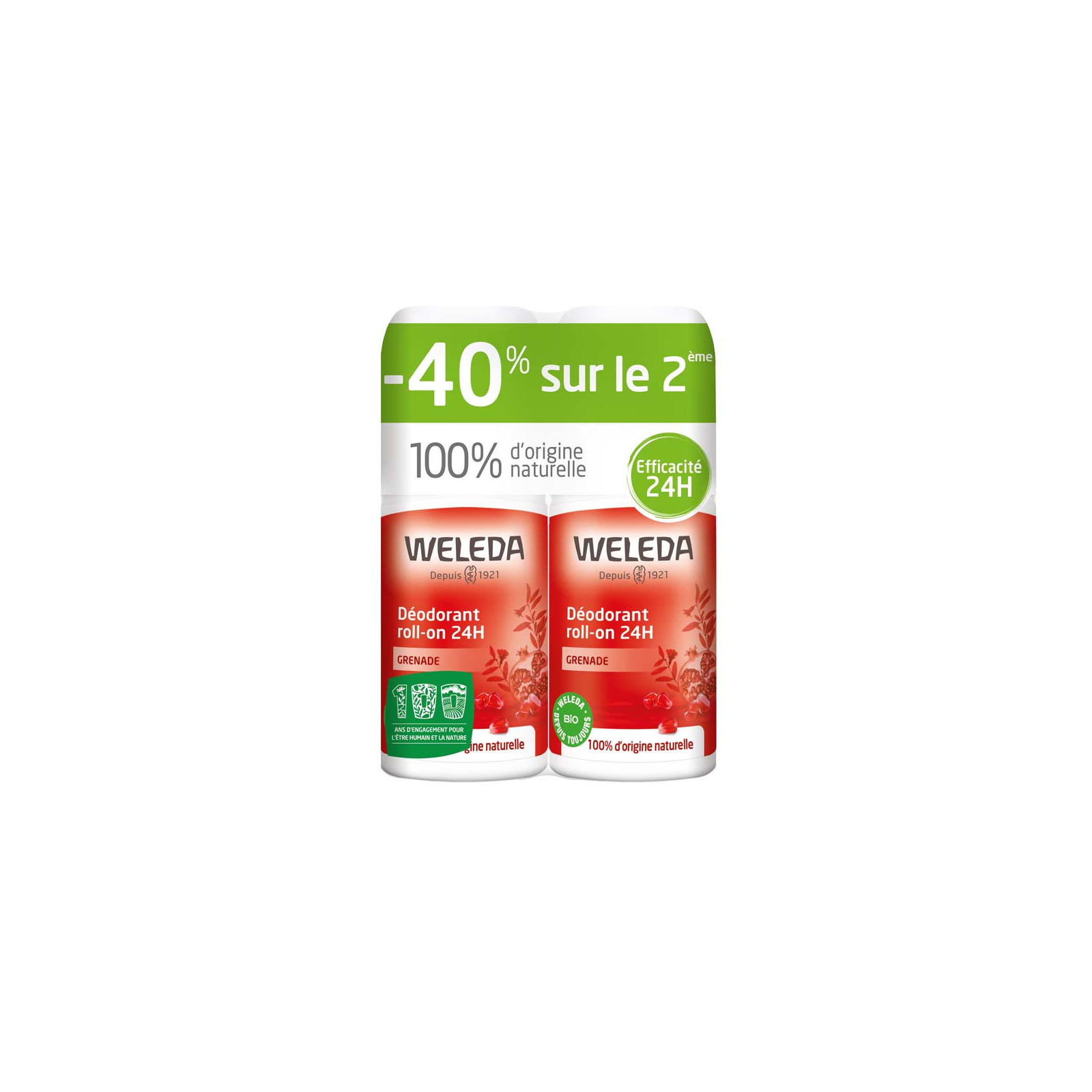 Déodorant roll-on 24h Grenade, lot 2x50ml
