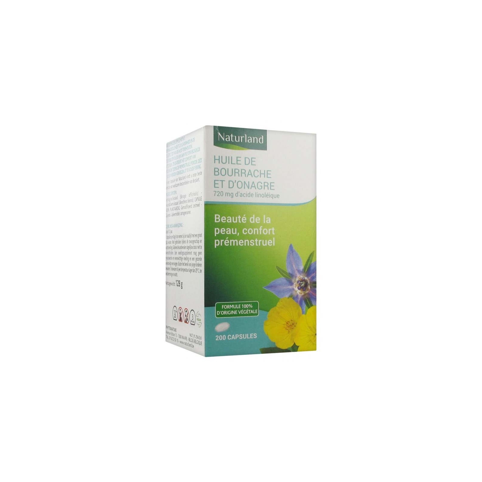 Naturland Huile de bourrage et d'Onagre, 200 capsules