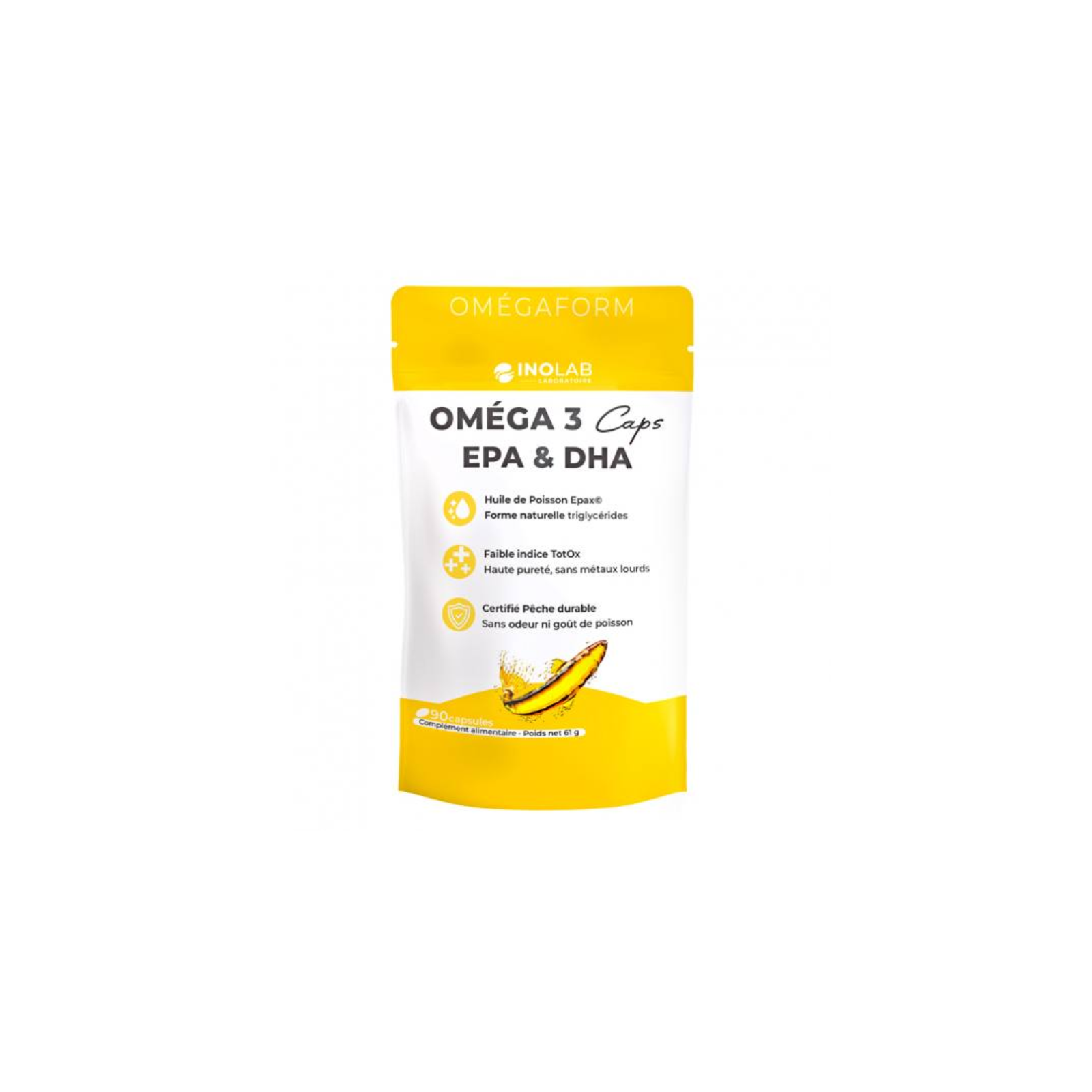 INOLAB OMEGACAPS Omega 3 EPH & DHA Concentration Vision Coeur x90
