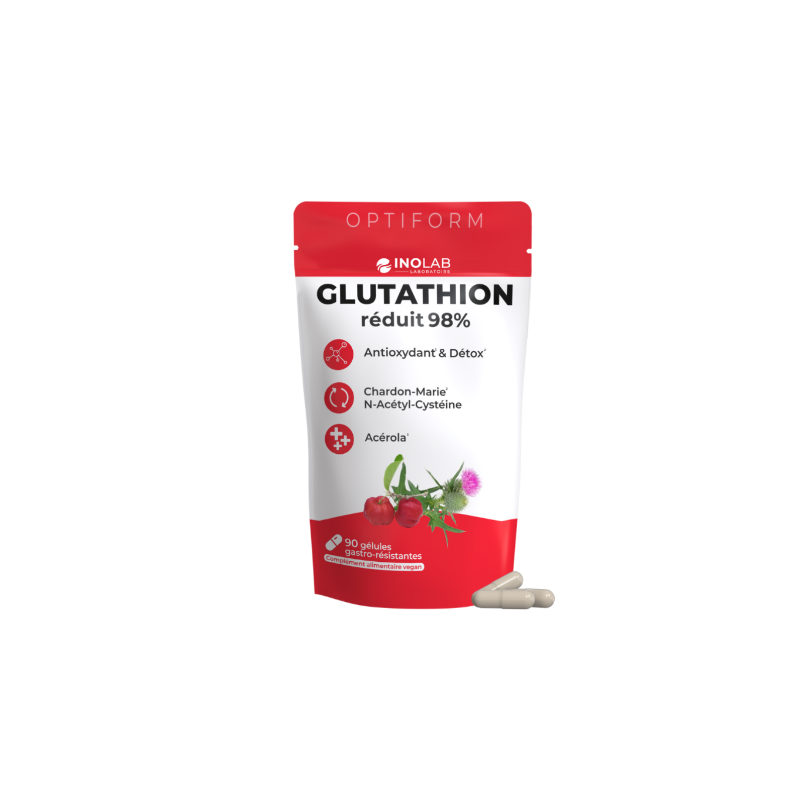 Laboratoire Inolab x OPTIFORM Gluthation Réduit 98% Antioxydant Détox
